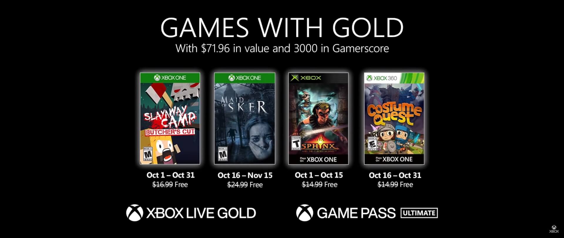 Microsoft revelou os jogos da Games With Gold de Outubro - Última Ficha